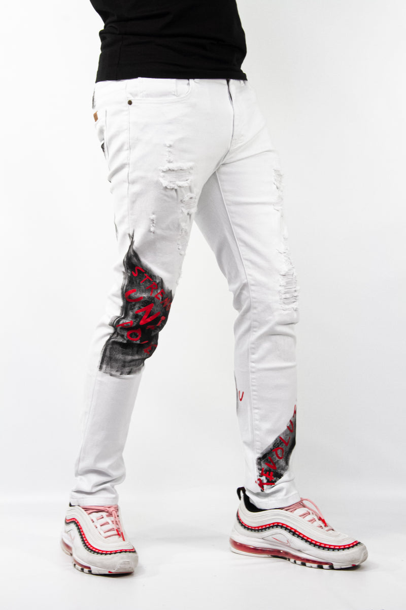 Graffiti Denim Jeans (White) – Ubuntu Revolution